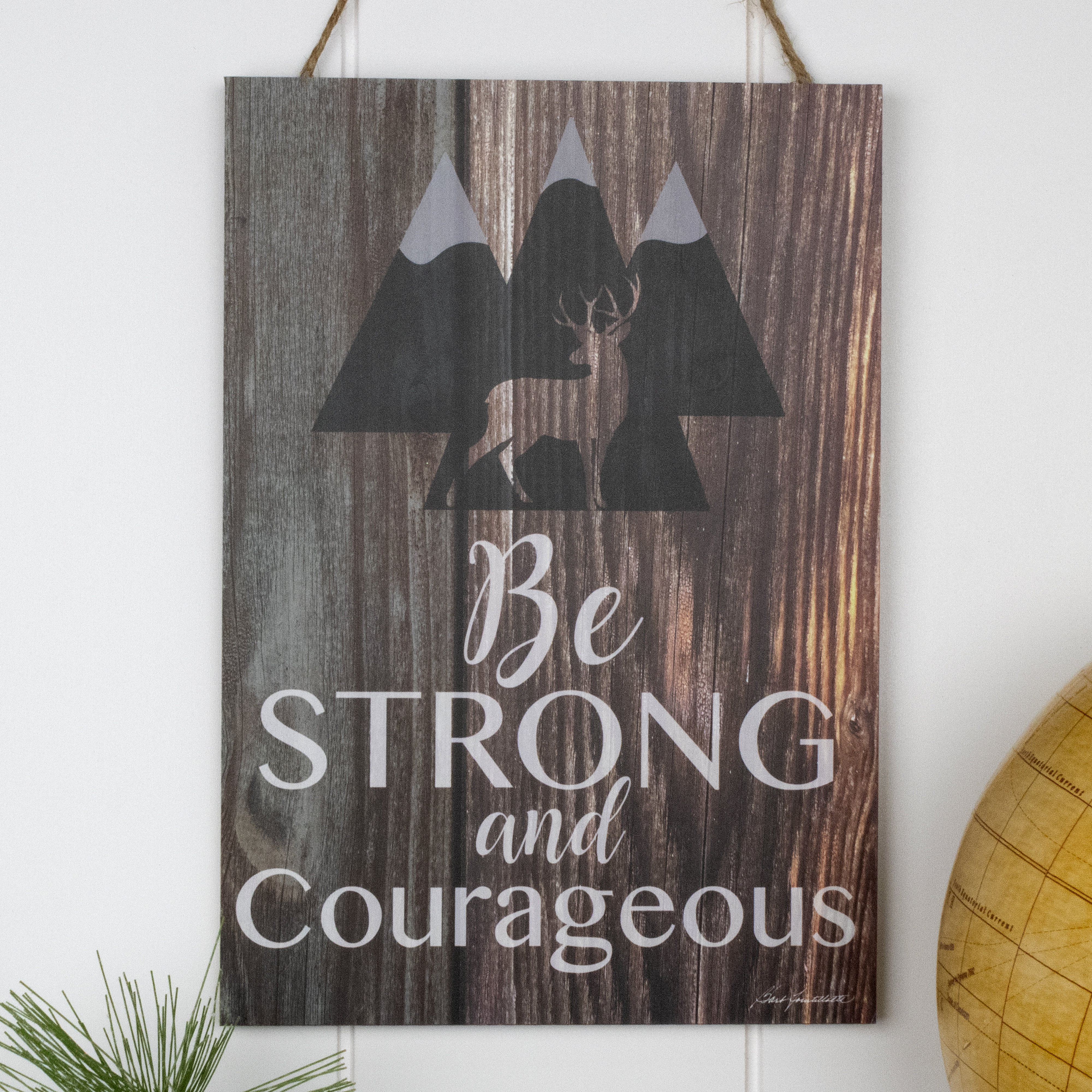 Glow Decor Be Strong and Courageous Wooden Sign with Rope Hanger ...
