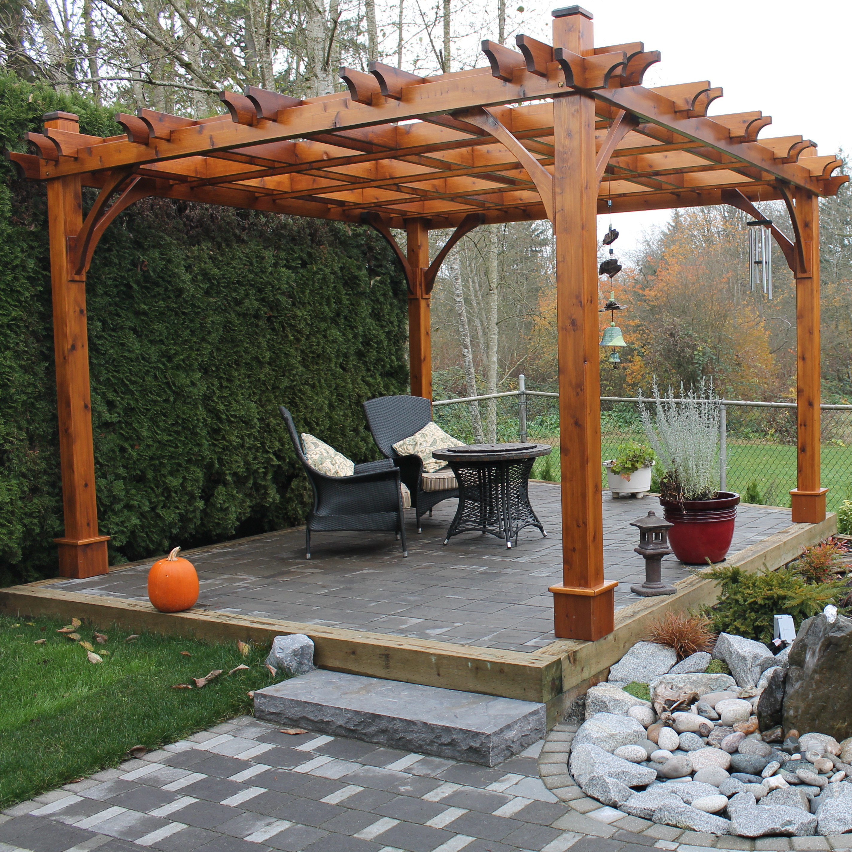 Outdoor Living Today 10 ft. W x 10 ft. D Cedar Wood Pergolas 4 Post ...