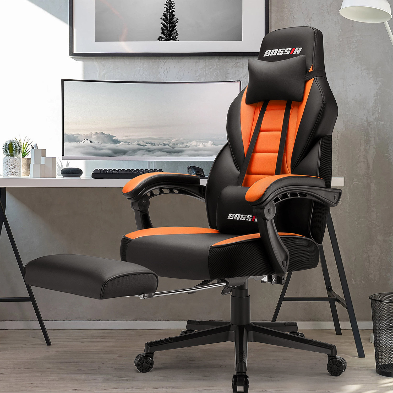 BOSSIN Racing Style Large Size High-back Pu Leather Gaming Chair ...