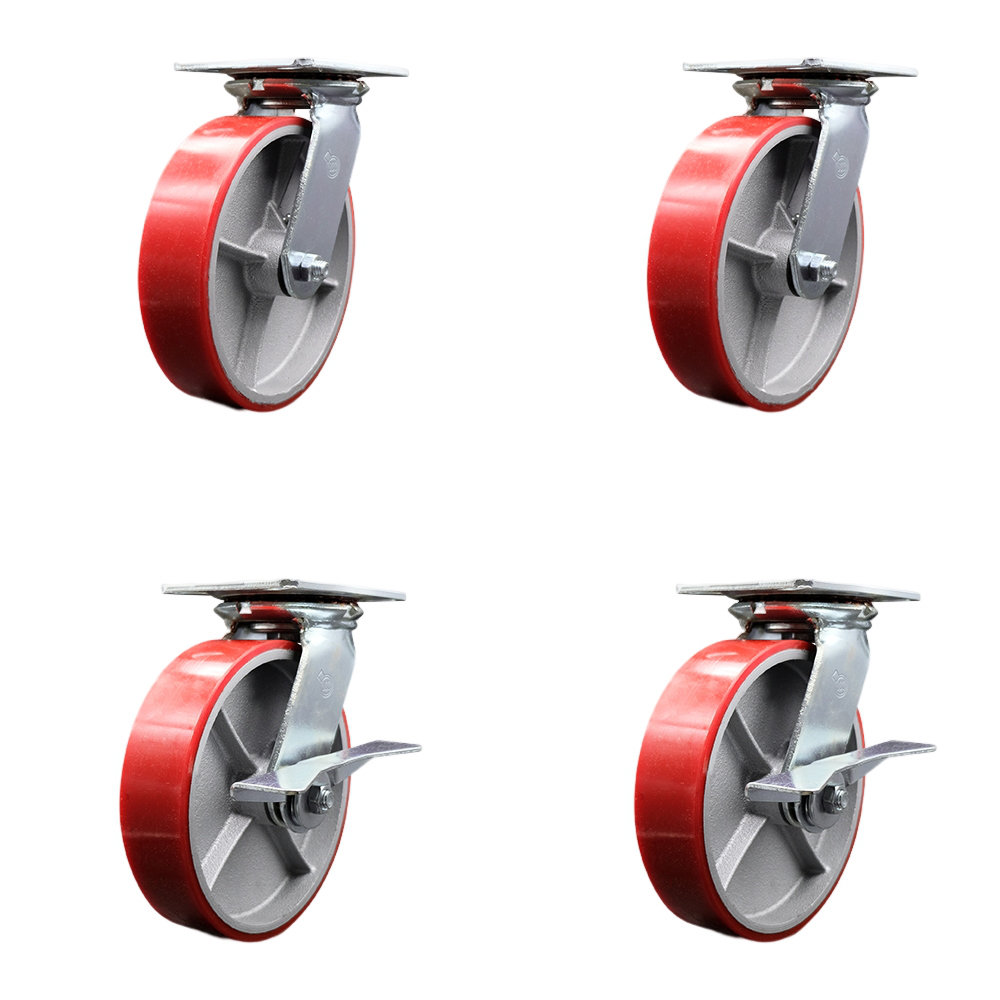 Service Caster Poly on Cast Iron Swivel Caster Set 2 Swivel Locks 2 ...