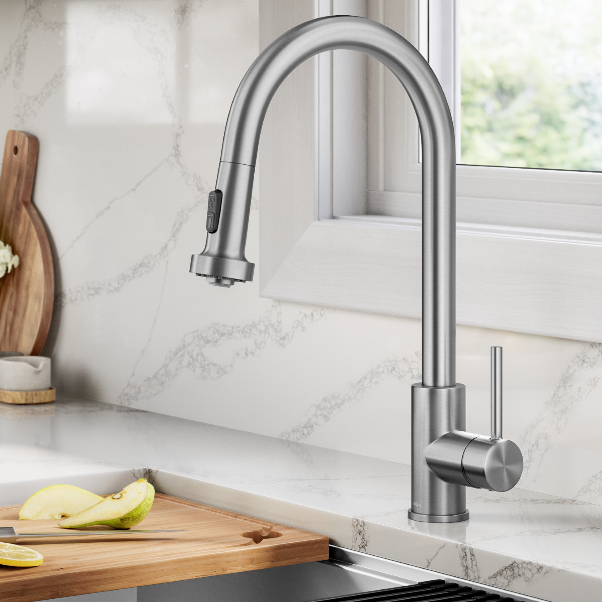 KRAUS Bolden 2-Function Single Handle Pull Down Kitchen Faucet ...