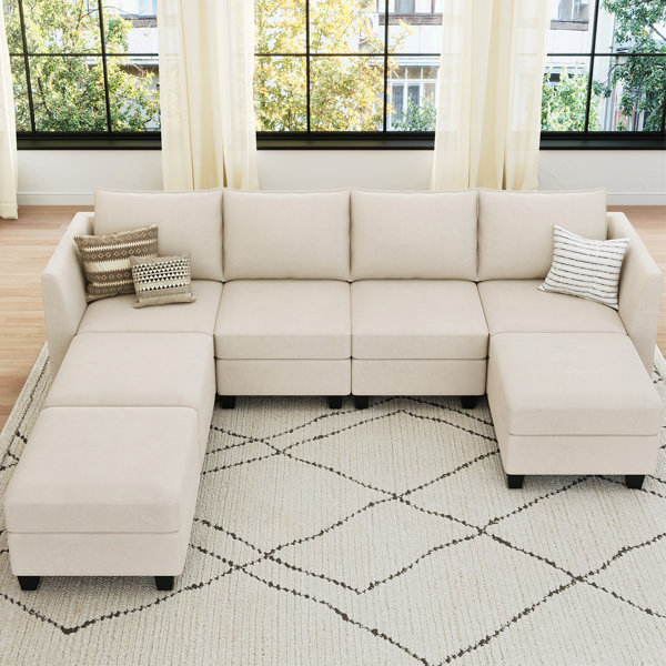 Latitude Run® Allinson 112.6'' Wide 4-Seat Velvet U Shaped Freely ...