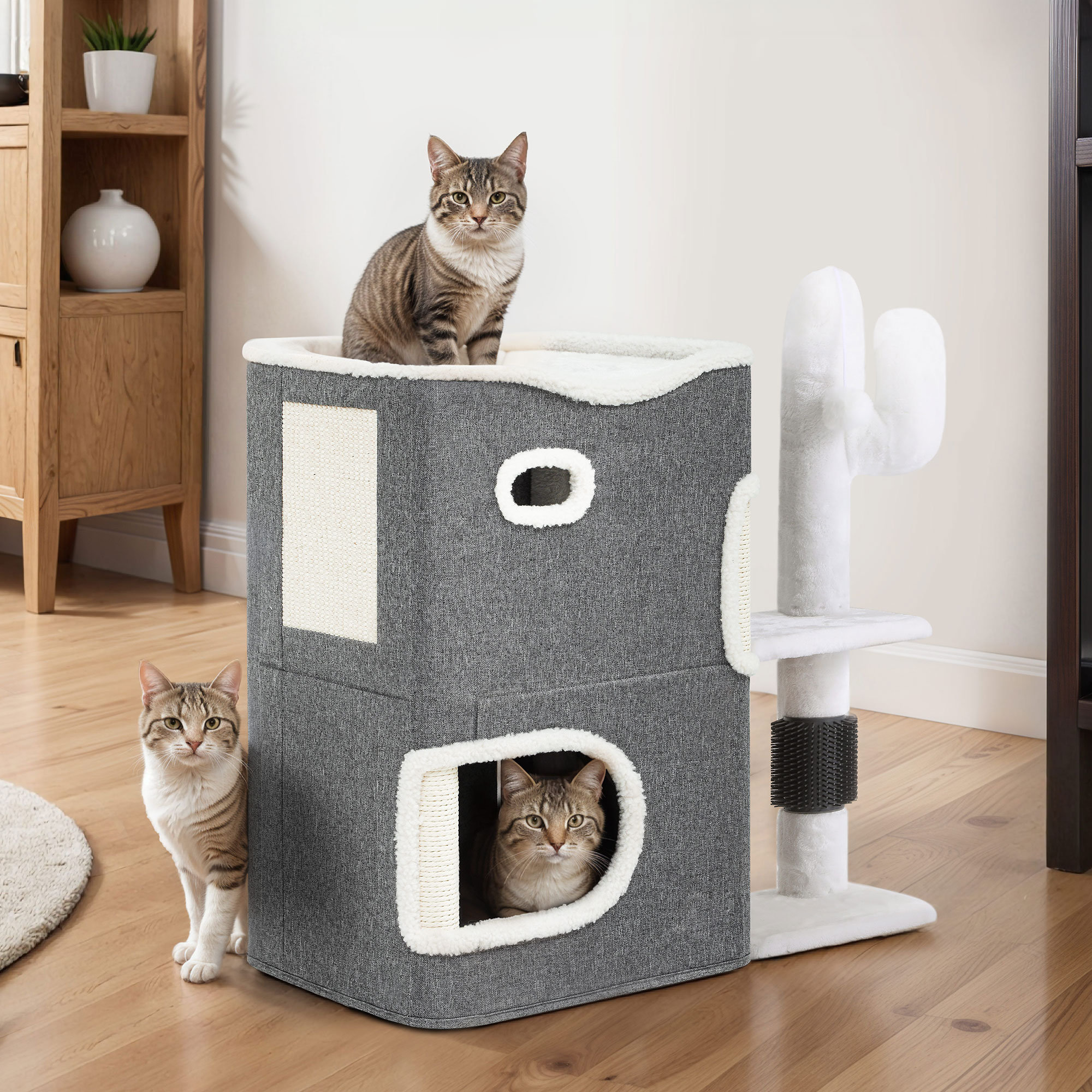 Archie & Oscar™ Modern 2-Level Cat Condo with Cactus Scratch Post, Top ...