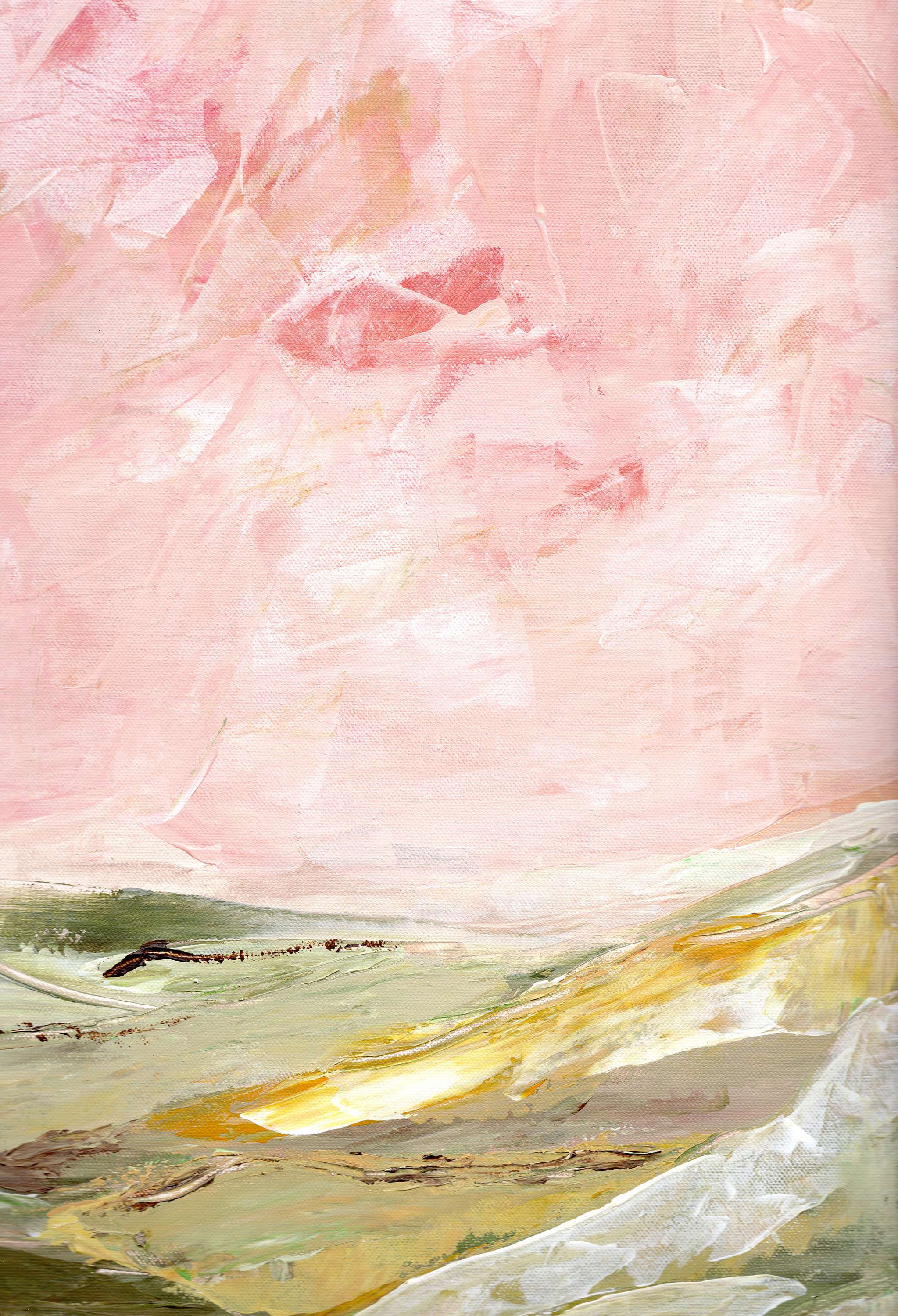 Wrought Studio™ Feico Green And Pink Hills II On Canvas by Marcy ...