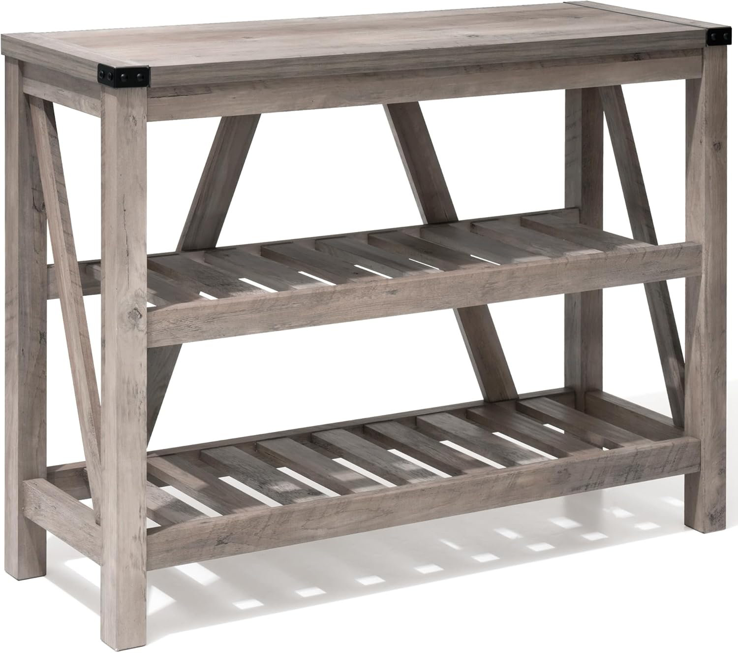 Gracie Oaks Farmhouse Console Table With 3-Tier Shelves - Sturdy Wood ...