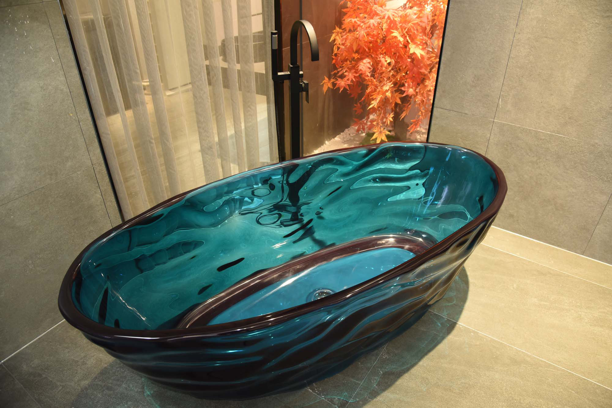 GROUPES 67" Transparent Freestanding Resin Soaking Bathtub Lake Blue ...