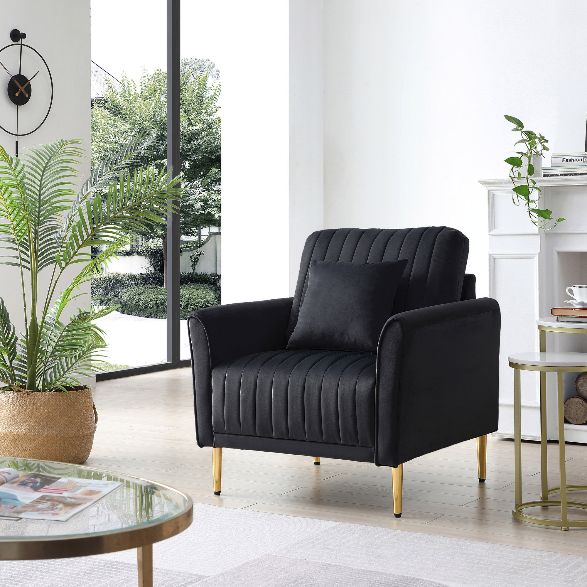 House of Hampton® Fauteuil d'appoint en velours 31,14 po Jhonathon ...