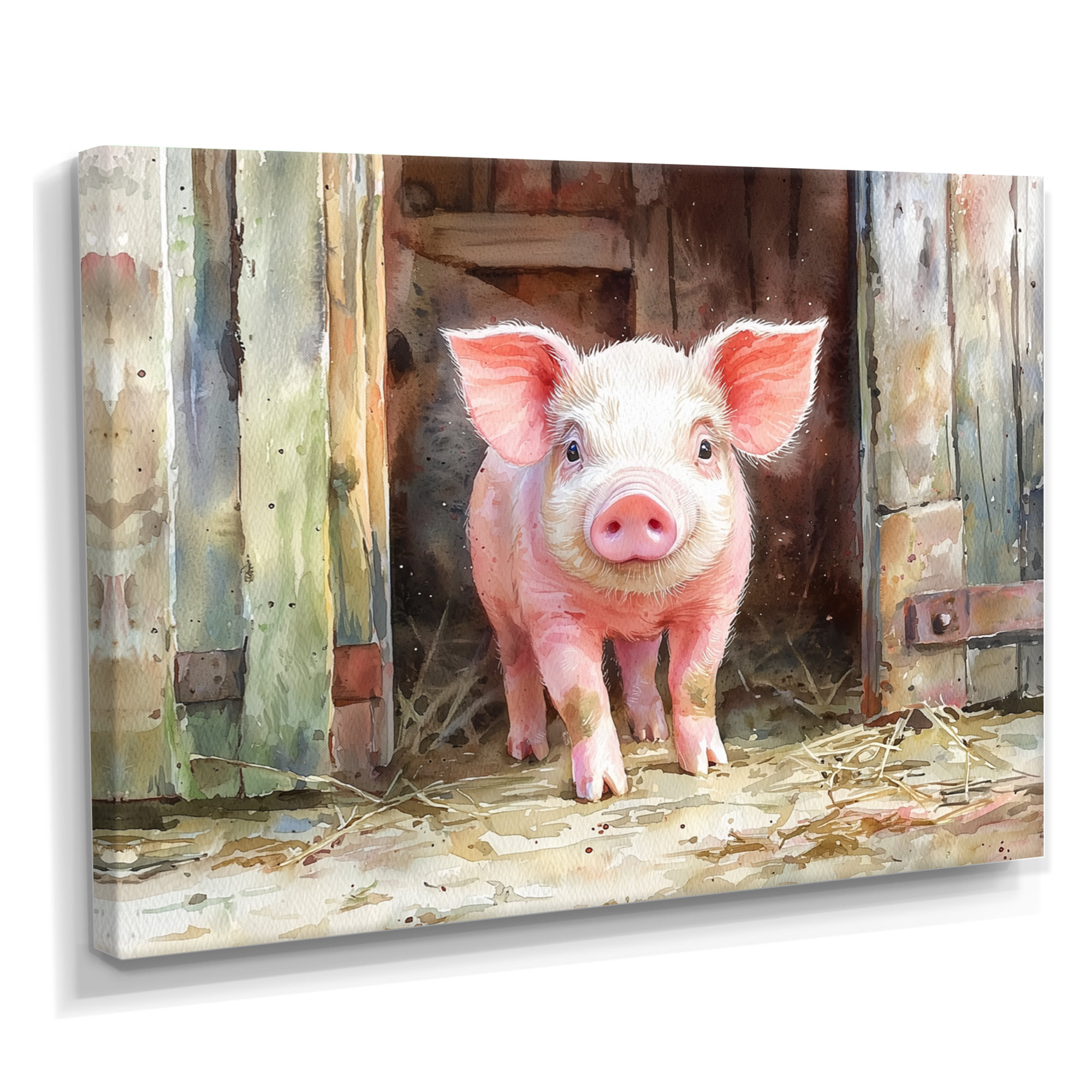 August Grove® Cute Farm Pig Portrait - Pig Framed Wall Art | Wayfair