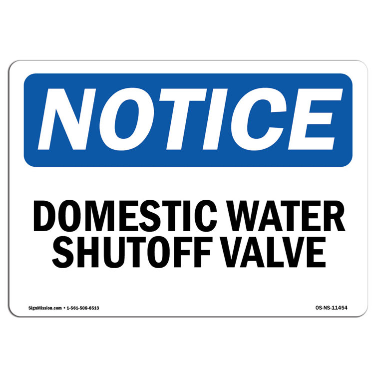 SignMission Domestic Water Shutoff Valve Sign | Wayfair