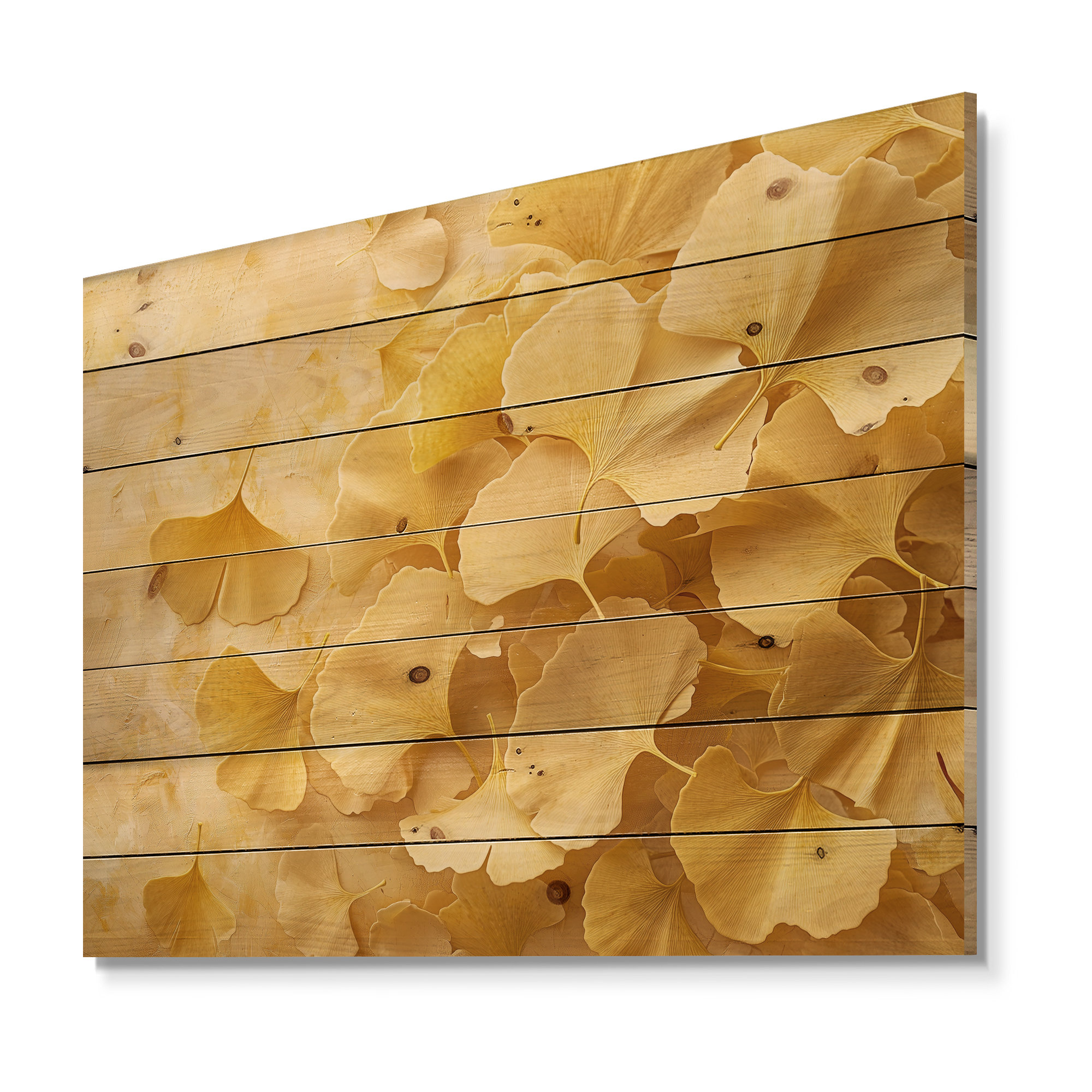 Ophelia & Co. Golden Ginkgo Leaves Harmony III - Leaves Wood Wall Art ...