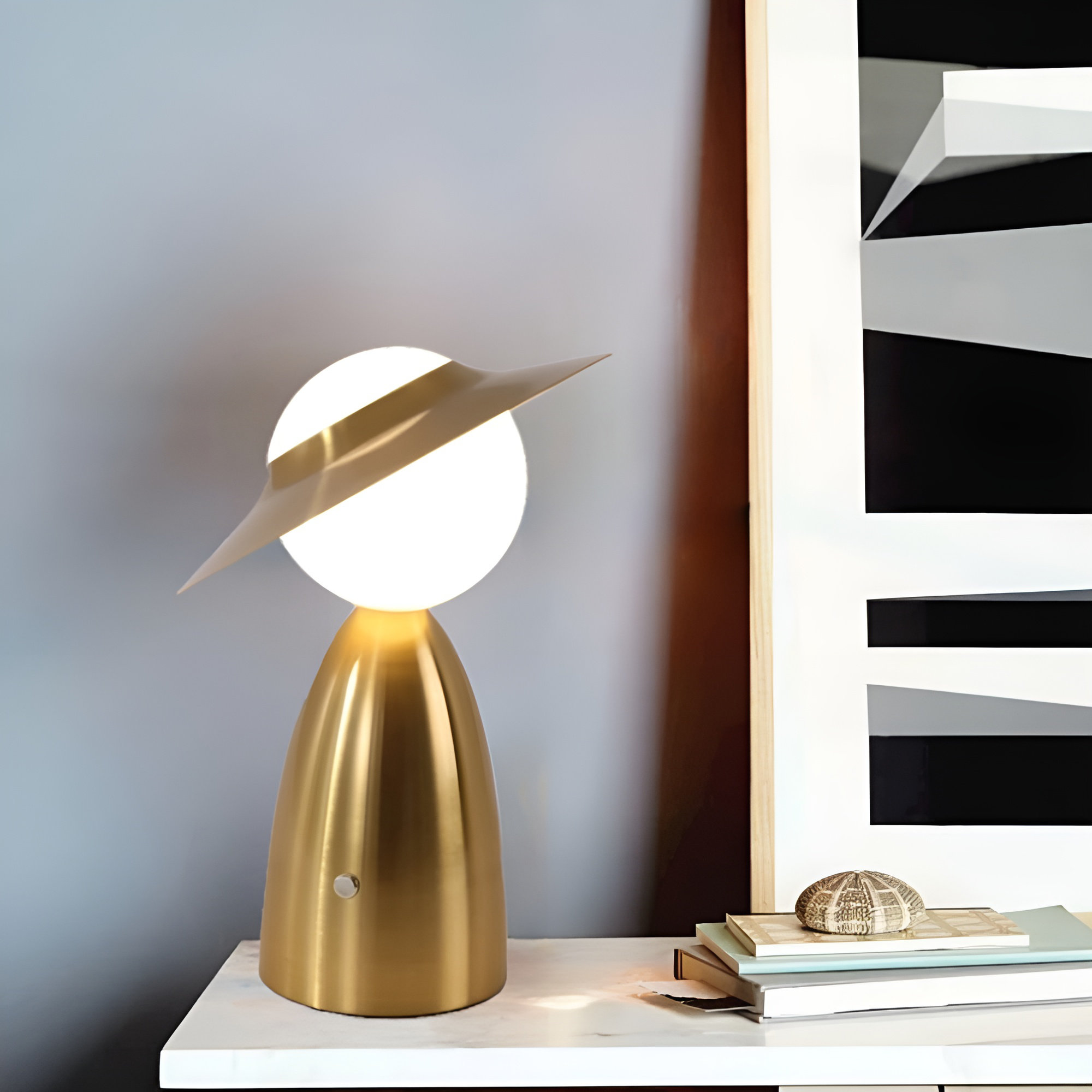 Mercer41 Lady Silhouette Gold Desk Lamp -Wireless Led Creative Hat Cap ...