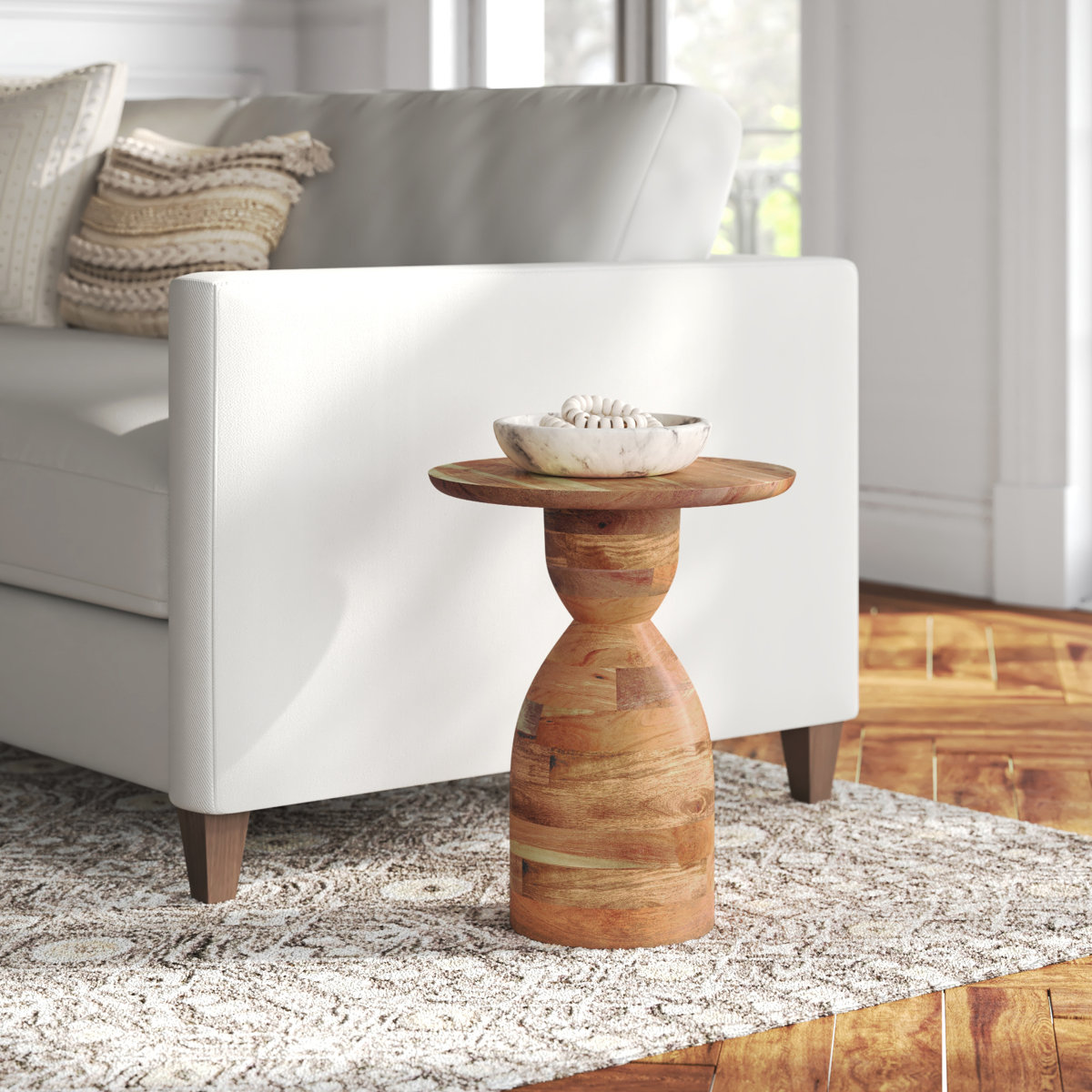 Joss & Main 19"H Natural Mango Wood Simple Pedestal Side Table for ...