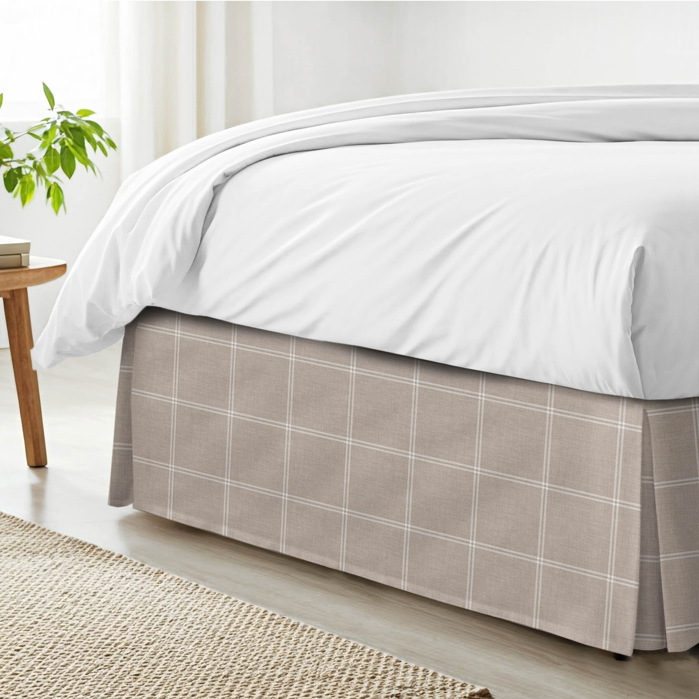 6ix Tailors Fine Linens Shay Window Pane Natural Cotton Bedskirt | Perigold