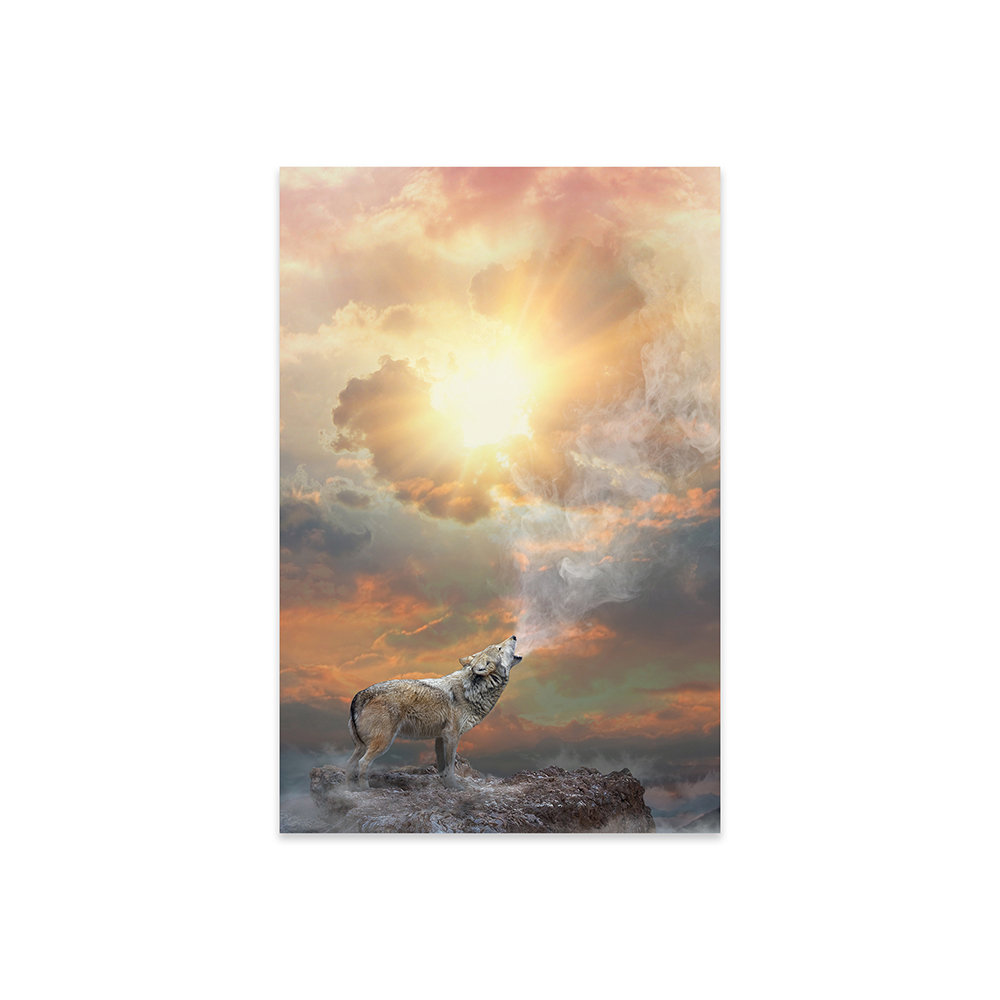 Ivy Bronx Lone Wolf Howl - Day - Unframed Graphic Art | Wayfair