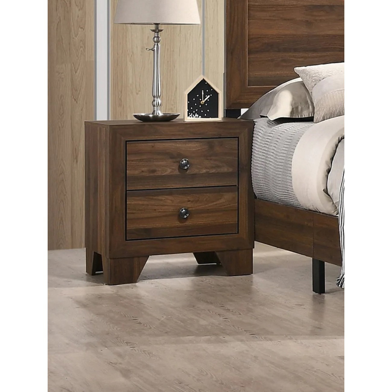 Winston Porter 1Pc Transitional 2-Drawer Nightstand With Metal Hardware ...