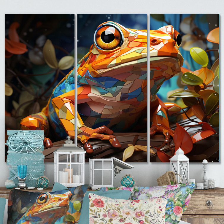 Winston Porter Colourful Frog Harmony I On Canvas 3 Pieces Print ...
