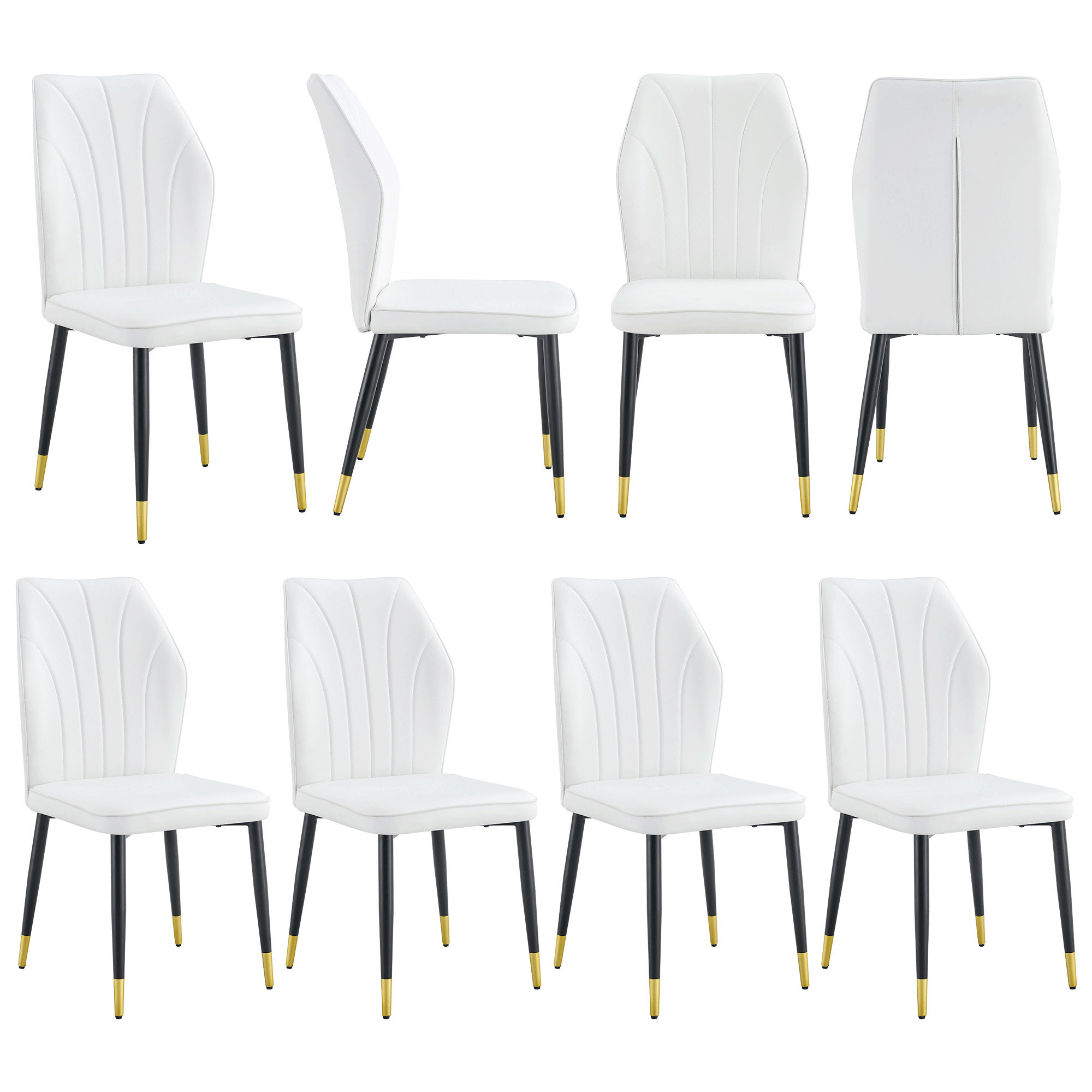 Hokku Designs 8 Modern Dining Chairs With Stylish Pu Patterned Backrest ...