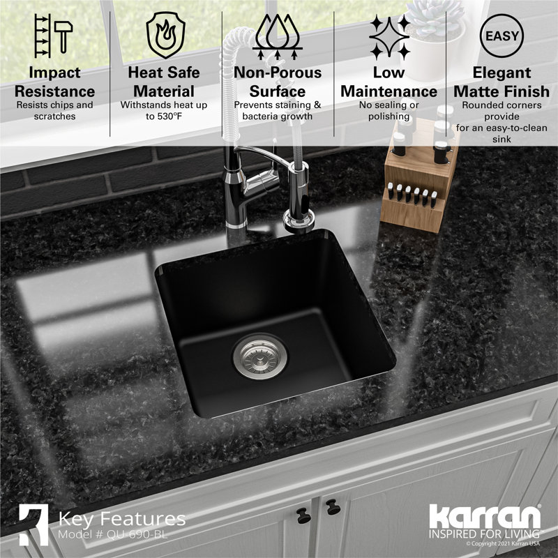 Karran Quartz 16-5/8'' X 16-5/8'' Undermount Bar Sink & Reviews | Wayfair