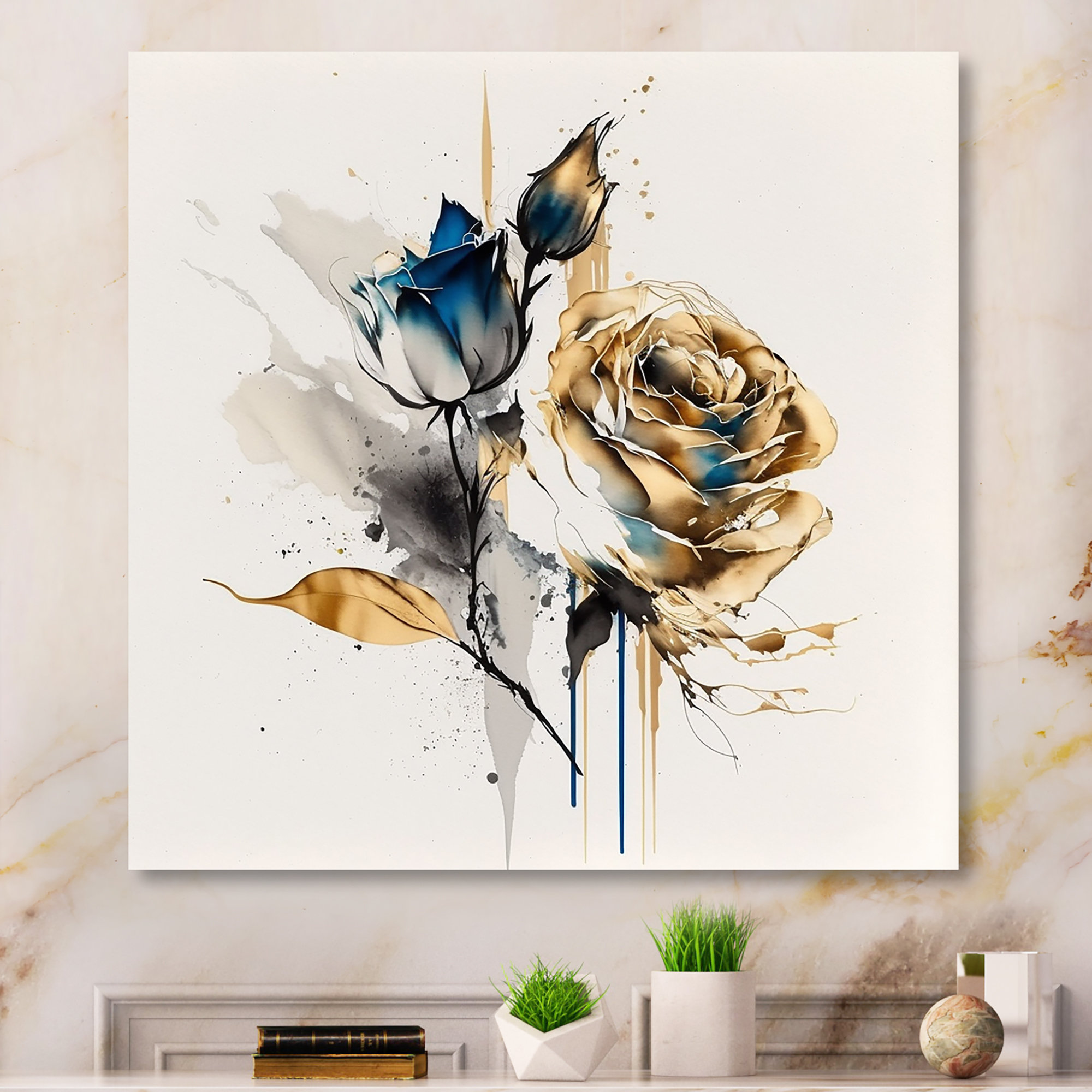 House of Hampton® Enya Roses Flow Flower On Abstract Fusion I - Print ...