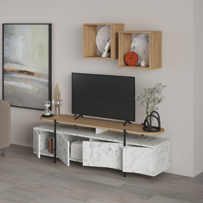 Ivy Bronx HANLEY TV UNIT - CARRARA - OAK | Wayfair.co.uk