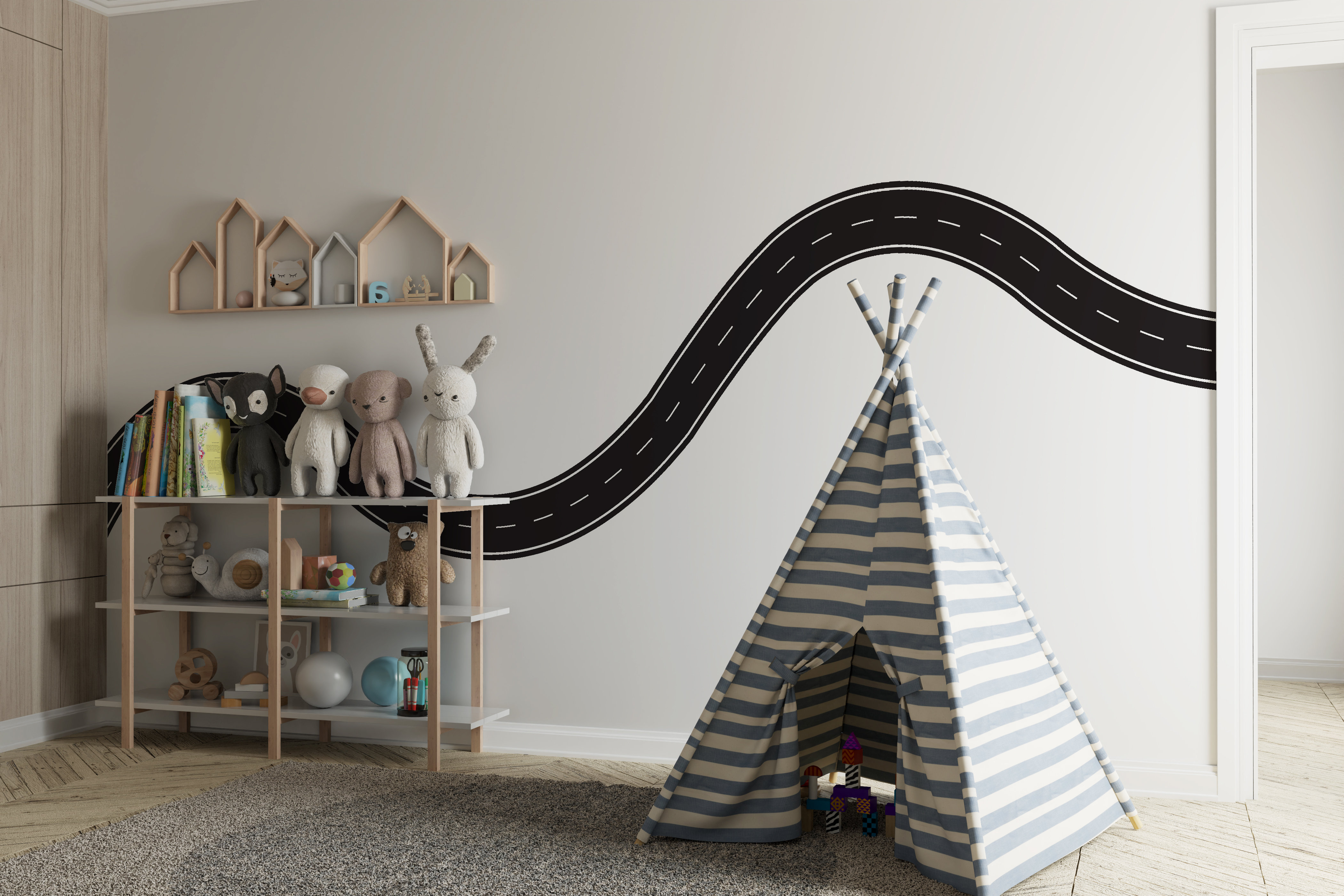 Mason & Marbles Road Wind Wall Decal Highway Vinyl Sticker Track Route ...