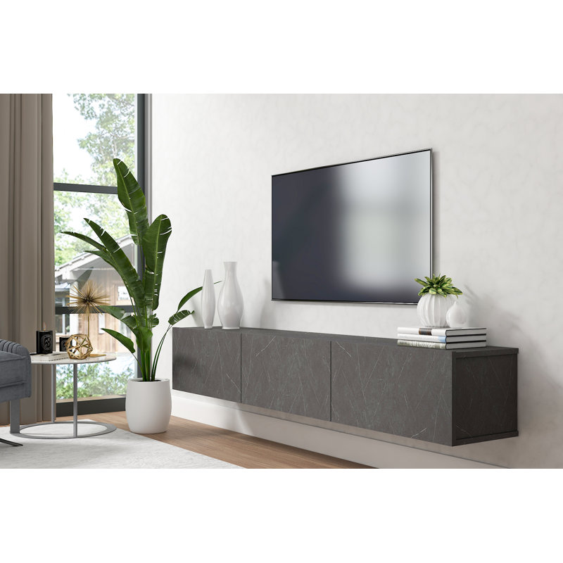 Wrought Studio™ Ozge Floating Minimalist TV Stand for up to 80" TV Wall ...