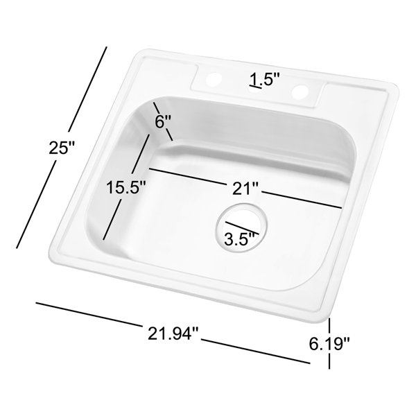 Kingston Brass Studio 25-Inch Stainless Steel Self-Rimming 3-Hole ...