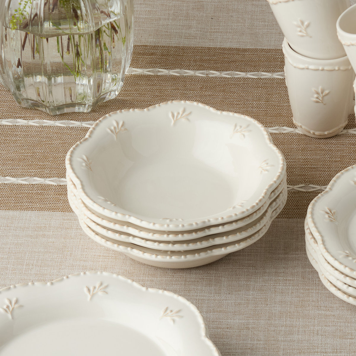 Certified International Heritage Beads 30 oz Stoneware Soup Bowls, Set ...