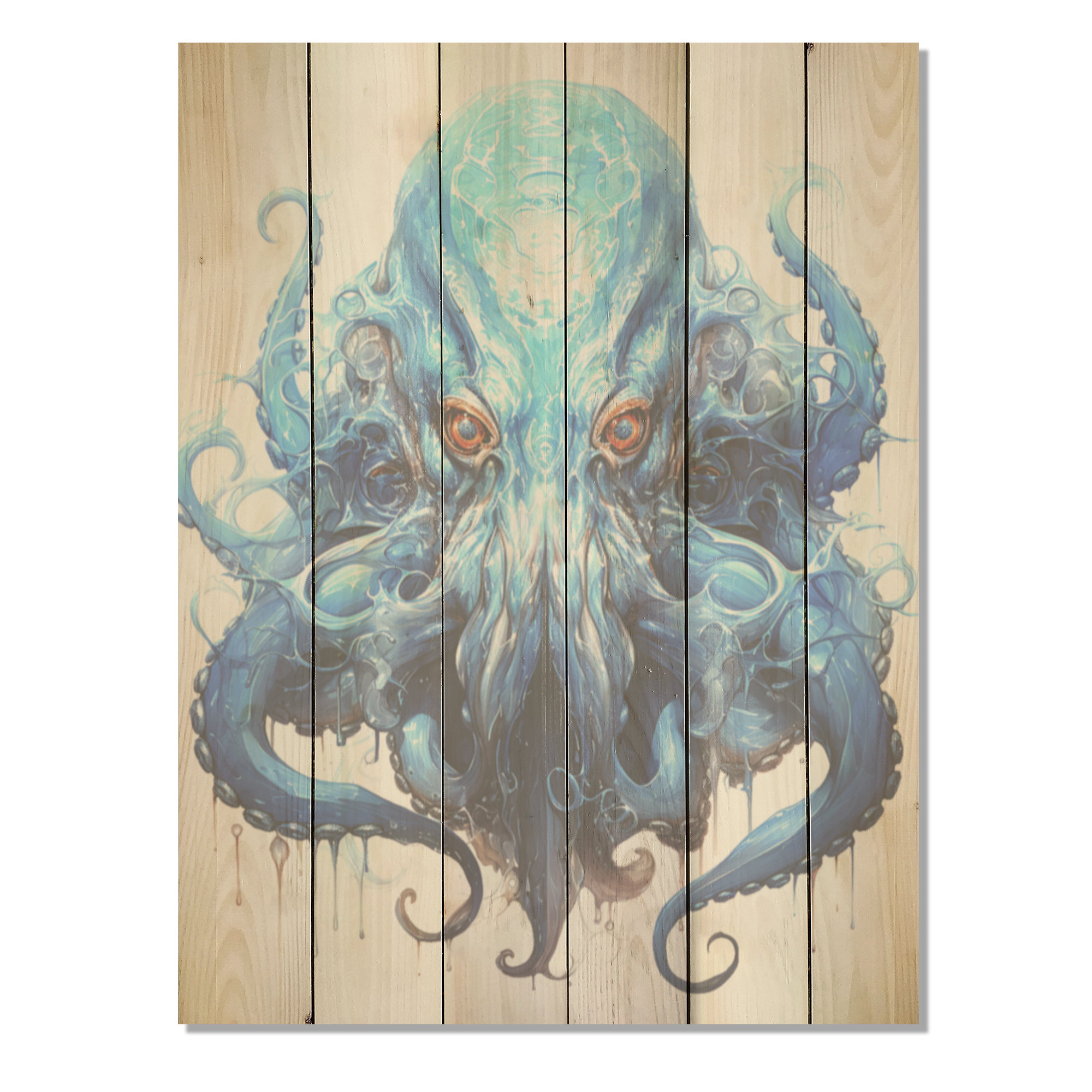 Breakwater Bay Azure Octopus Cephalopod I - Octopus/Squid Wood Art On ...
