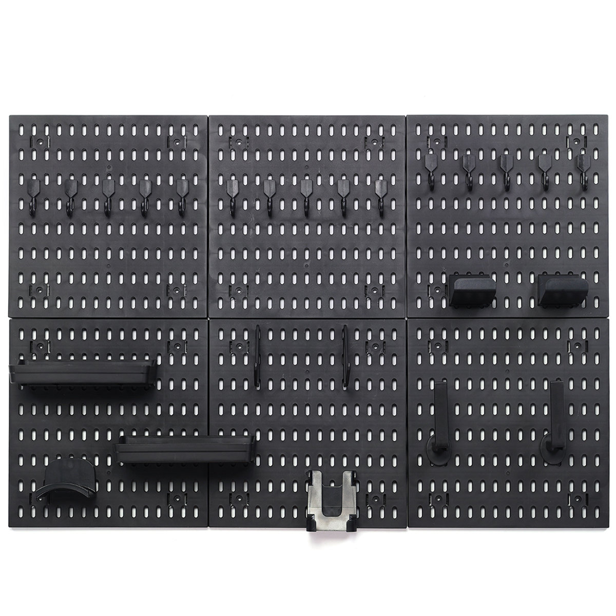 17 Stories Pegboard, 6 PCS Metal Peg Board Panels Modular Wall ...