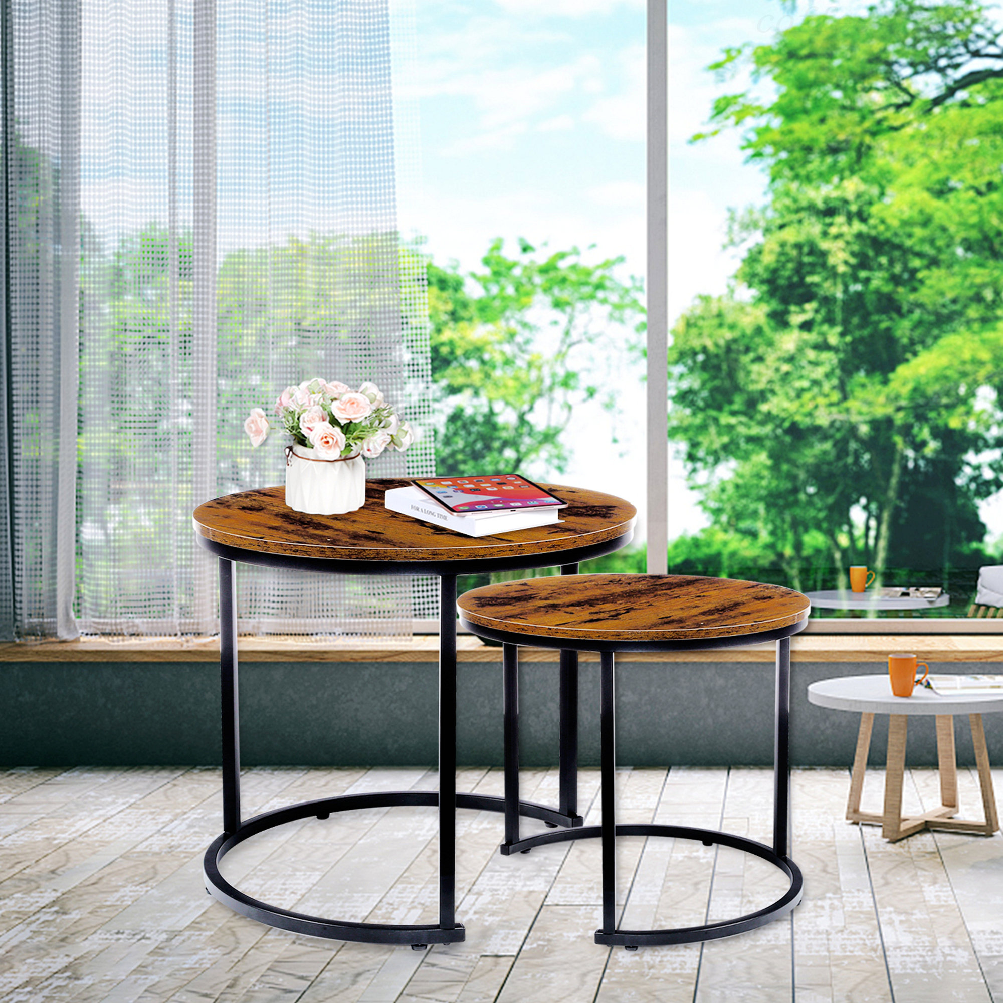 17 Stories Prentess Frame 2 Piece Nesting Table Set - Wayfair Canada
