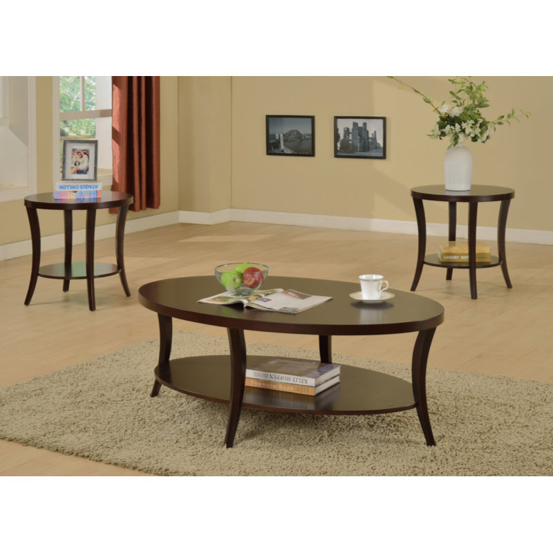 Lark Manor™ Perth 3-Piece Oval Coffee Table With End Tables Set | Wayfair