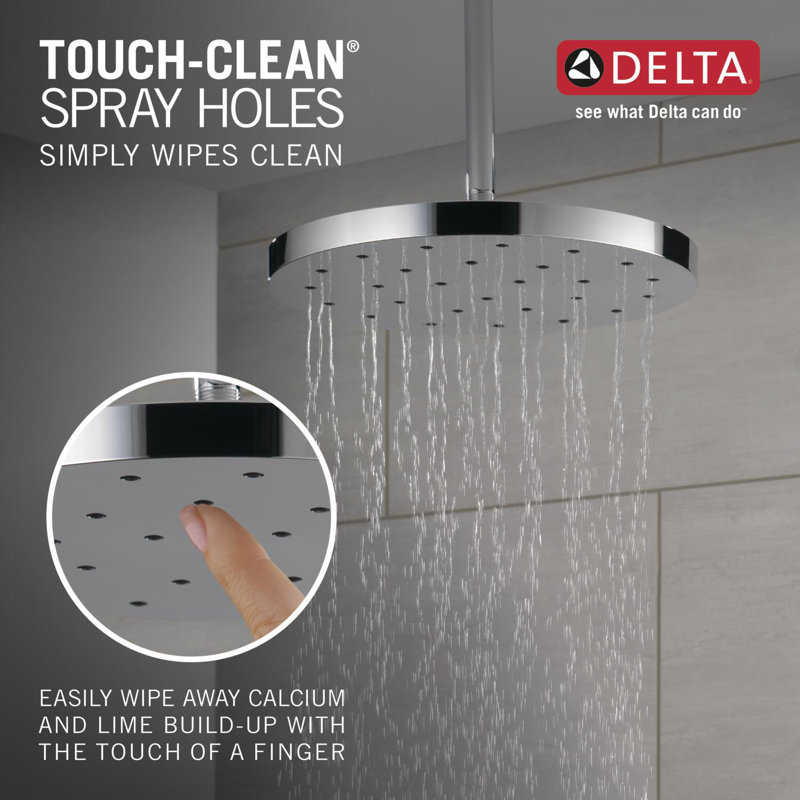 Delta Rain Fixed Shower Head with H2Okinetic Technology, 2.5 GPM ...