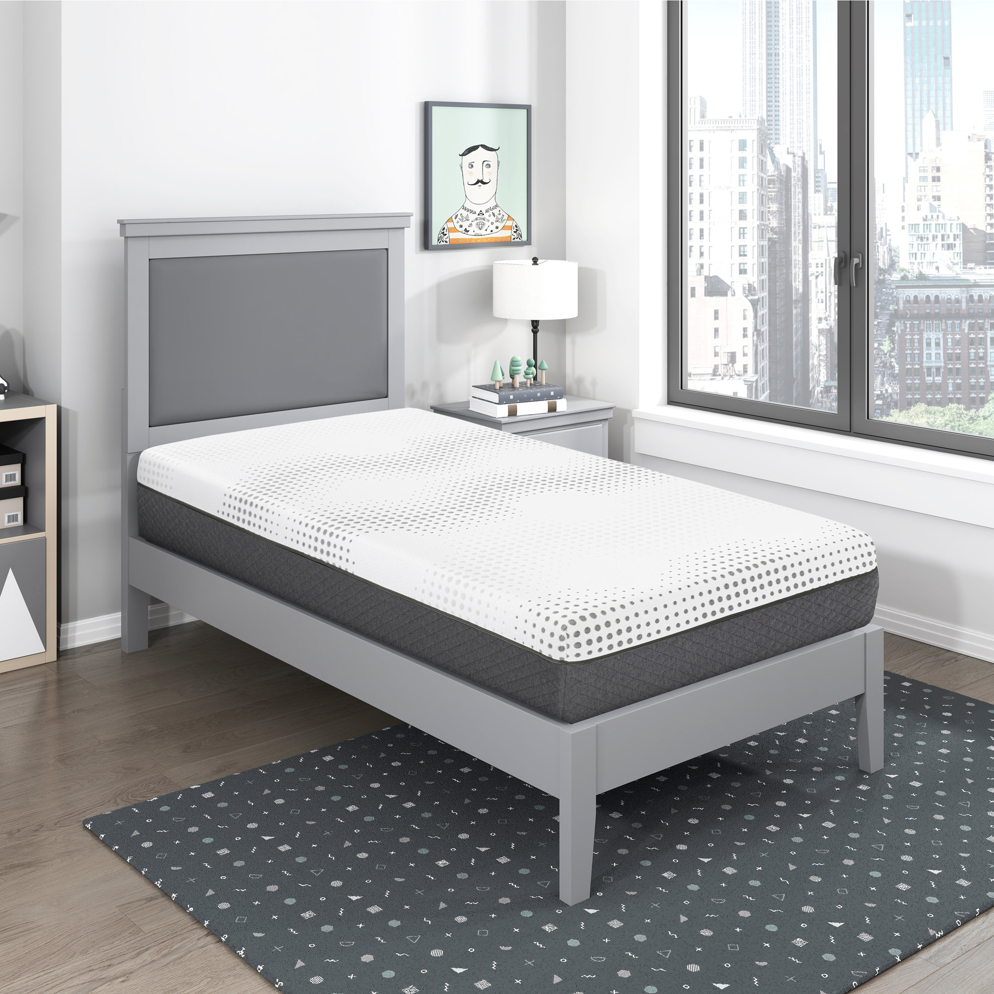 Alwyn Home Green Tea Gel-Infused Memory Foam Hybrid Mattress with Plush ...