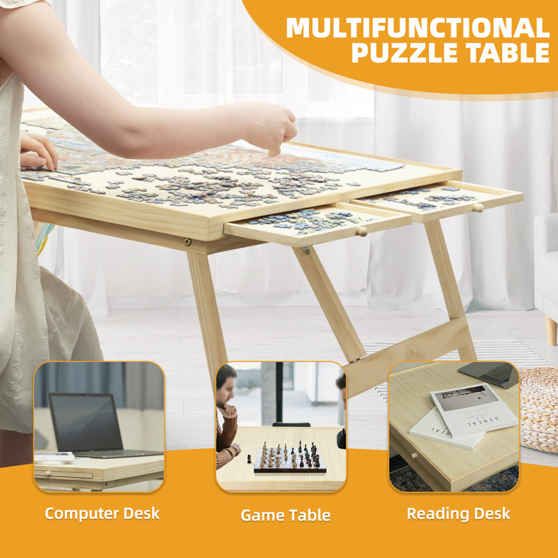 Rose Home Fashion 1500 Pieces Portable Jigsaw Puzzle Table with Drawers ...