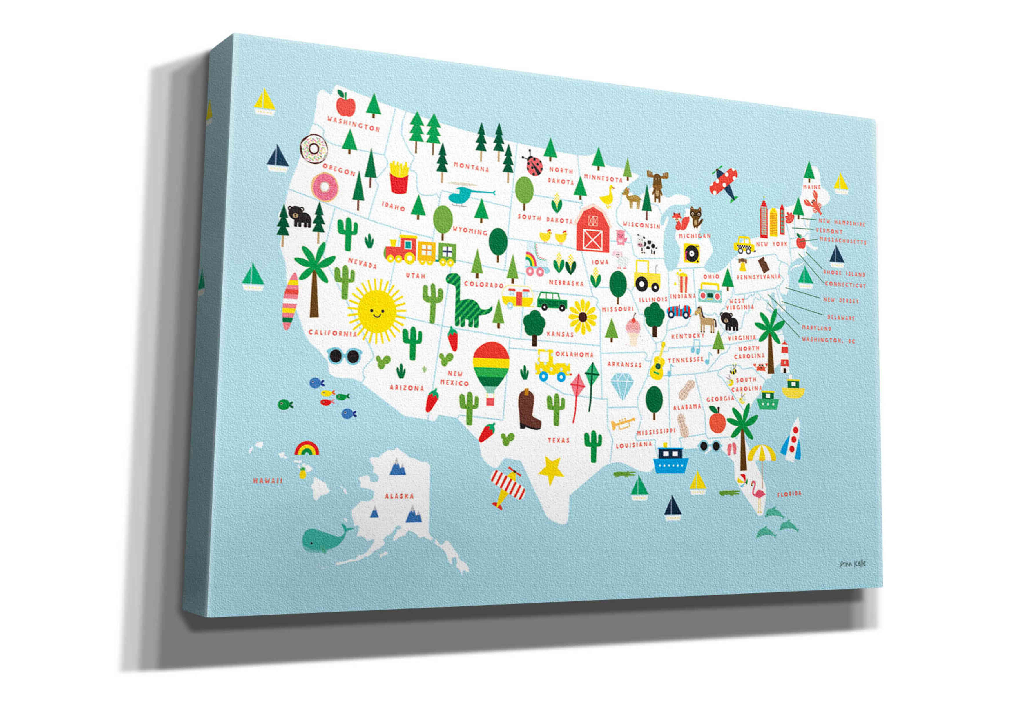 Epic Graffiti Fun USA Map by Ann Kelle - Wrapped Canvas Graphic Art ...