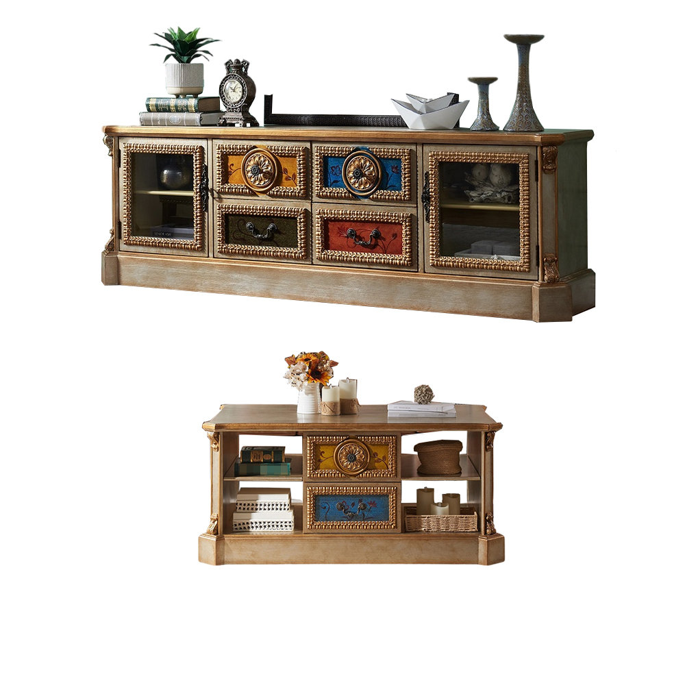 moonlight design French style TV stand paired with coffee table | Wayfair