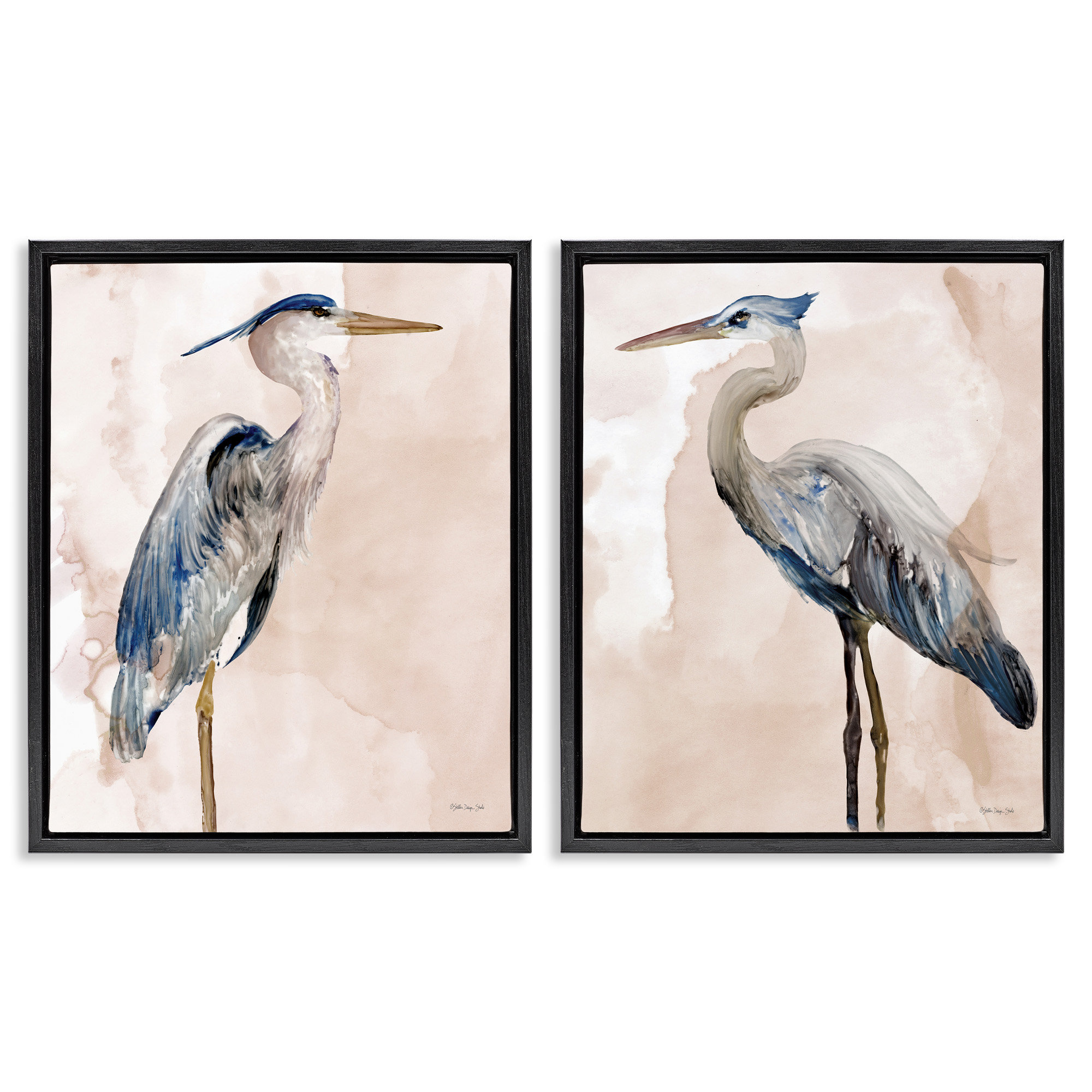 Rosecliff Heights Beautiful Heron Birds Standing Watercolor 2 Piece ...