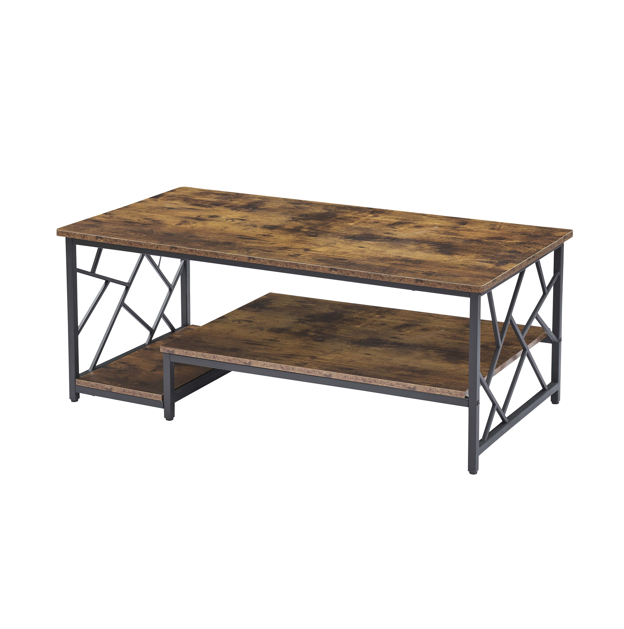 17 Stories Caveney Coffee Table with Storage, Metal Frame, Industrial ...
