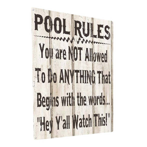 ATX CUSTOM SIGNS Funny Pool Area Sign | Wayfair