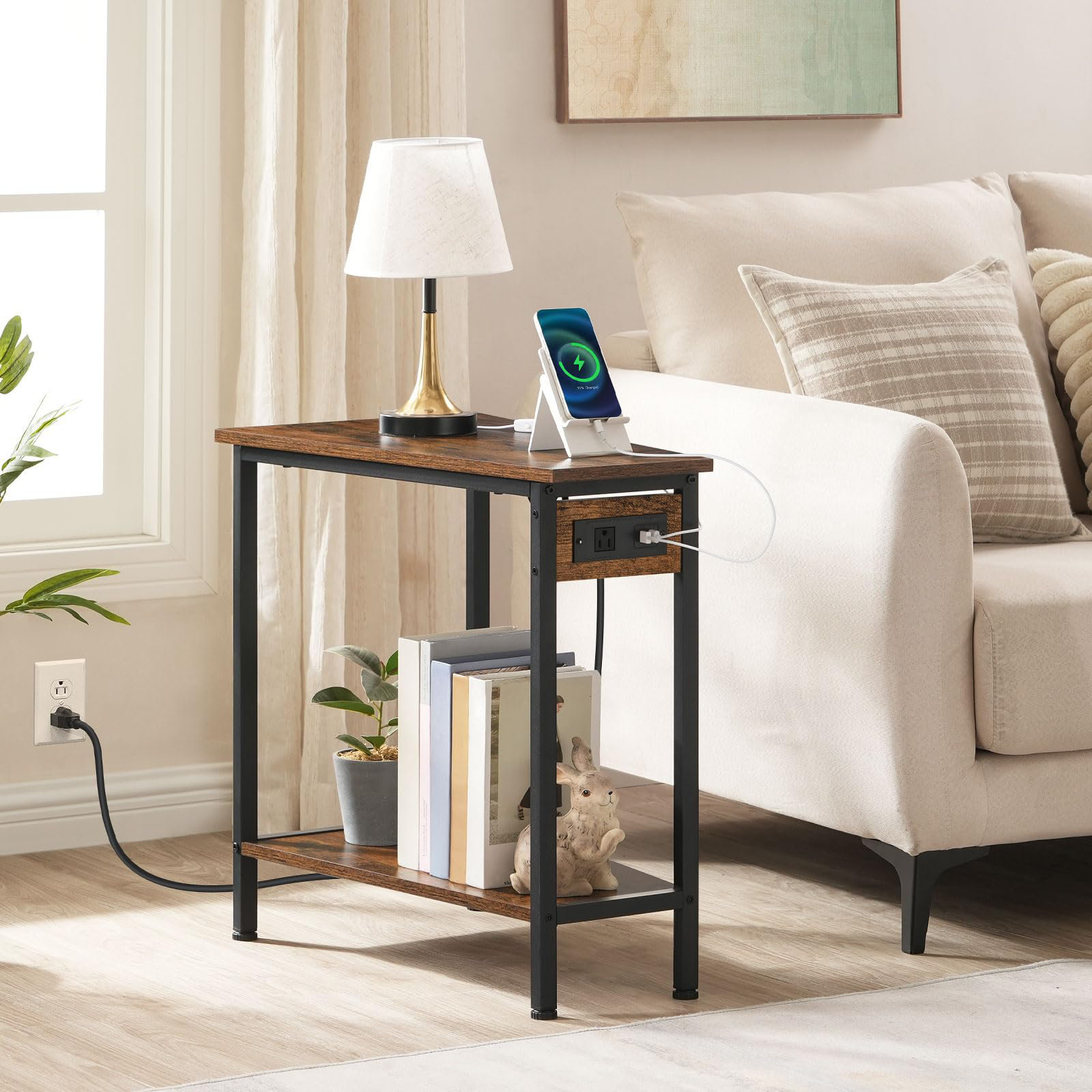 17 Stories Wedge End Table With Charging Station, Recliner Wedge Side ...