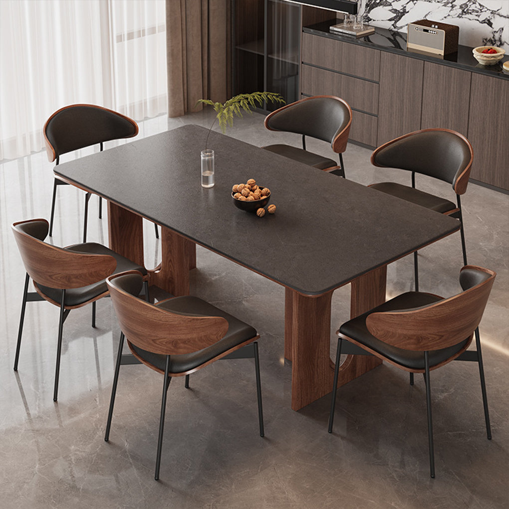 Jihagao Modern Rectangular Rock Slab Dining Table Set | Wayfair