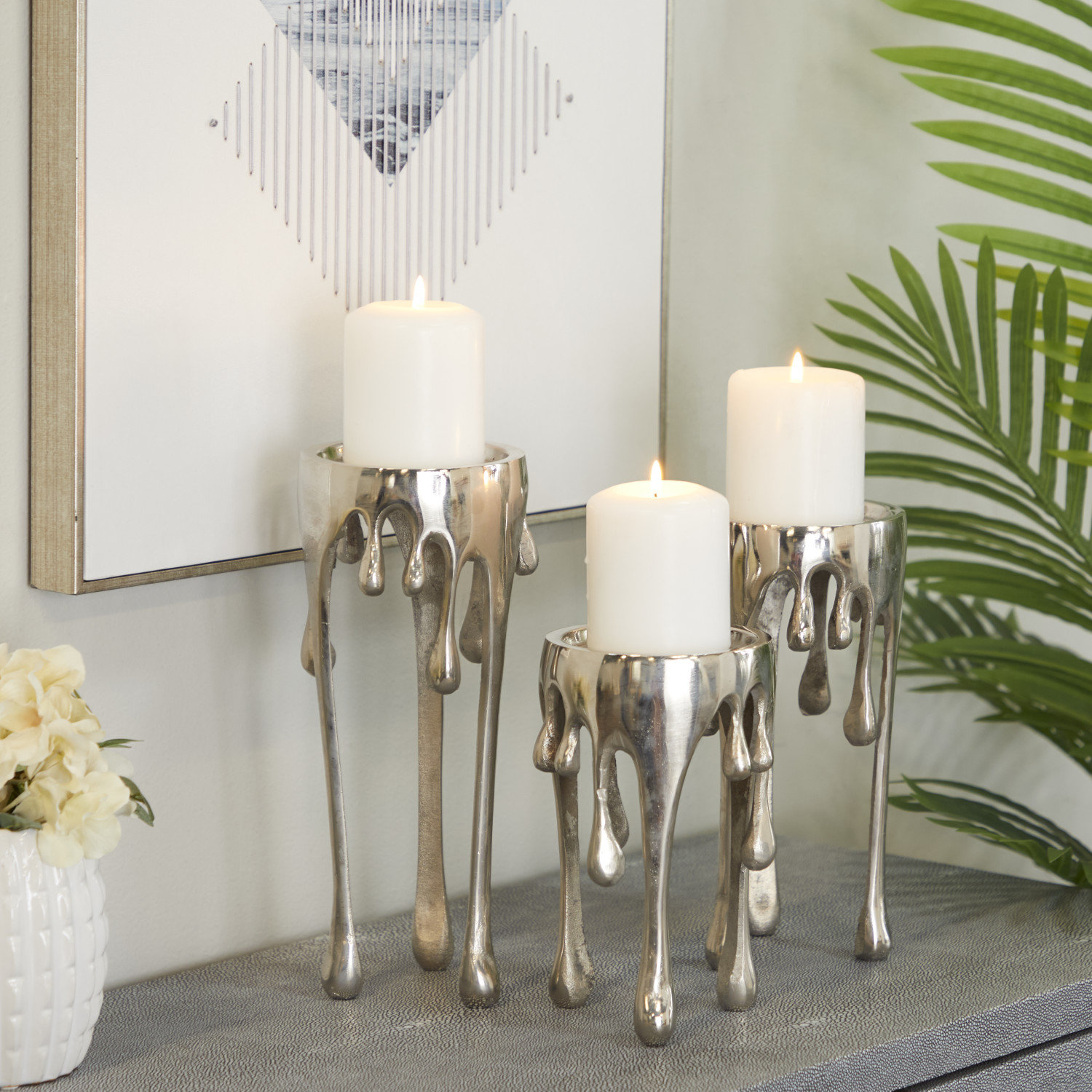Langley Street® Moderna 3 Piece Aluminum Tabletop Candlestick Set ...