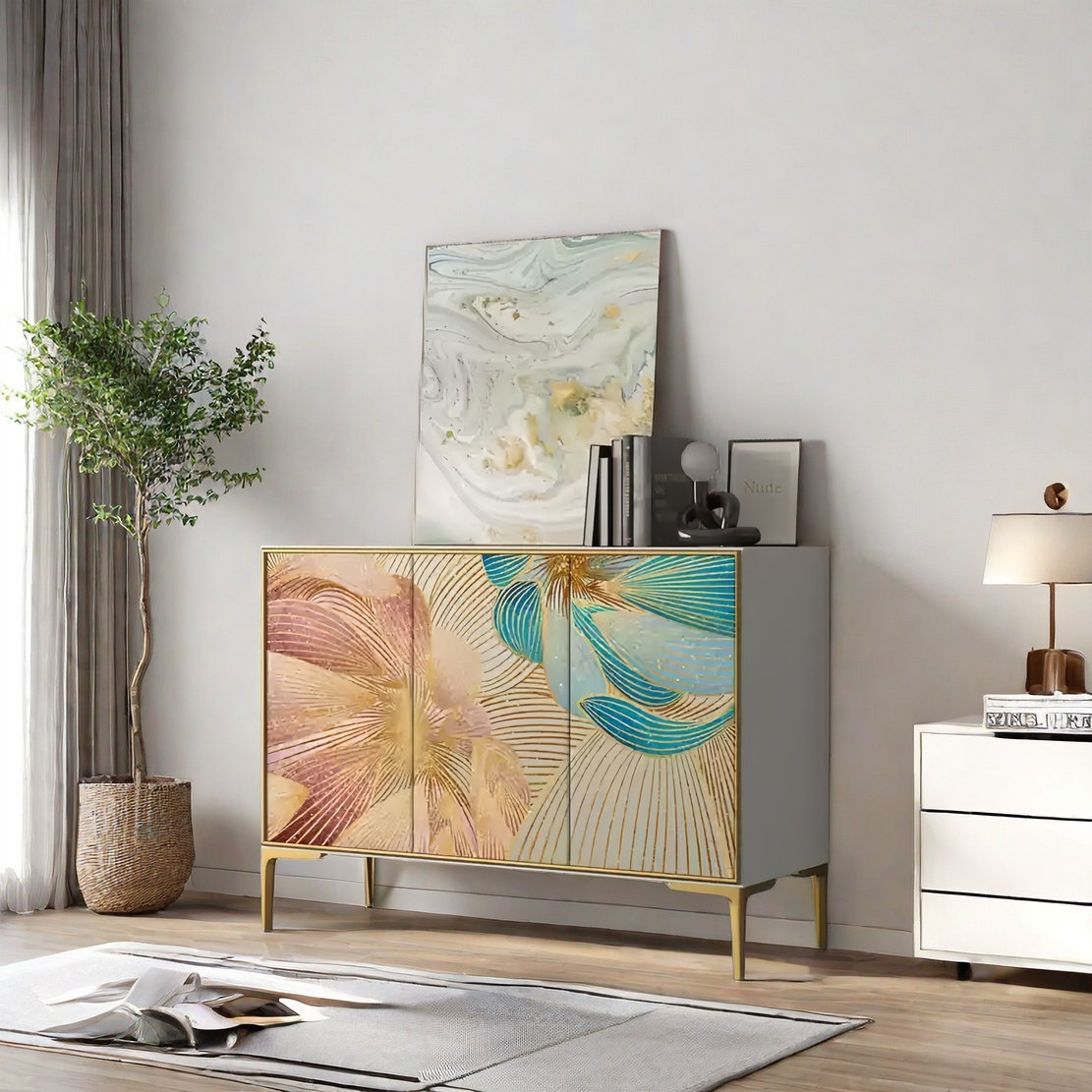 Vivid Space Creation Modern Minimalist Light Luxury Sideboard Cabinet ...