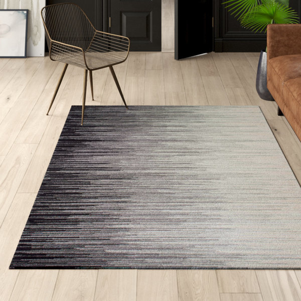 Ebern Designs Saresa Ombre Black Area Rug & Reviews | Wayfair
