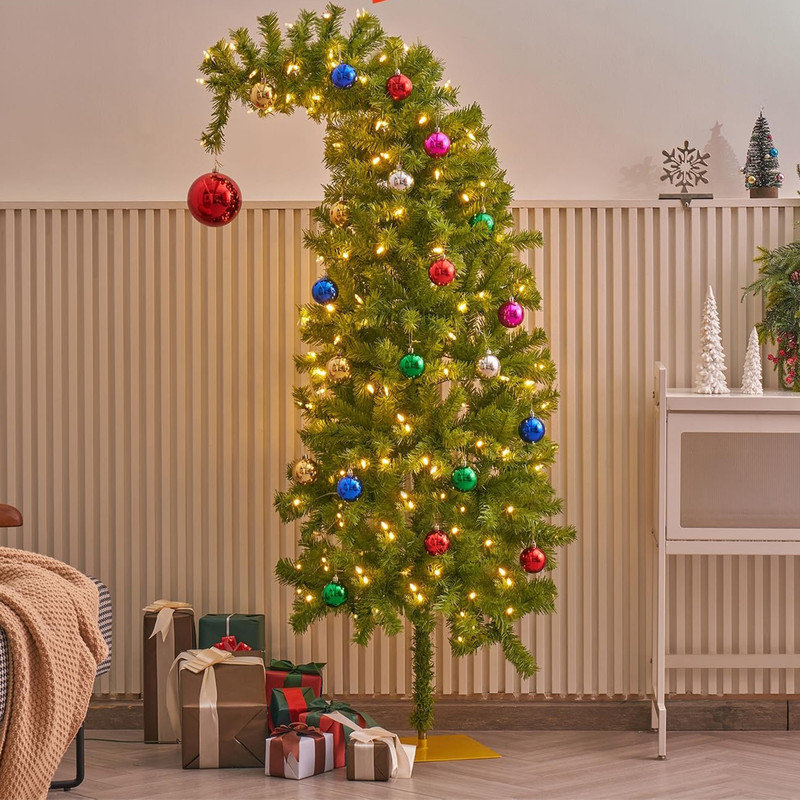 Dakota Fields 5 FT Artificial Christmas Tree, Pre-Lit Curved Shape ...