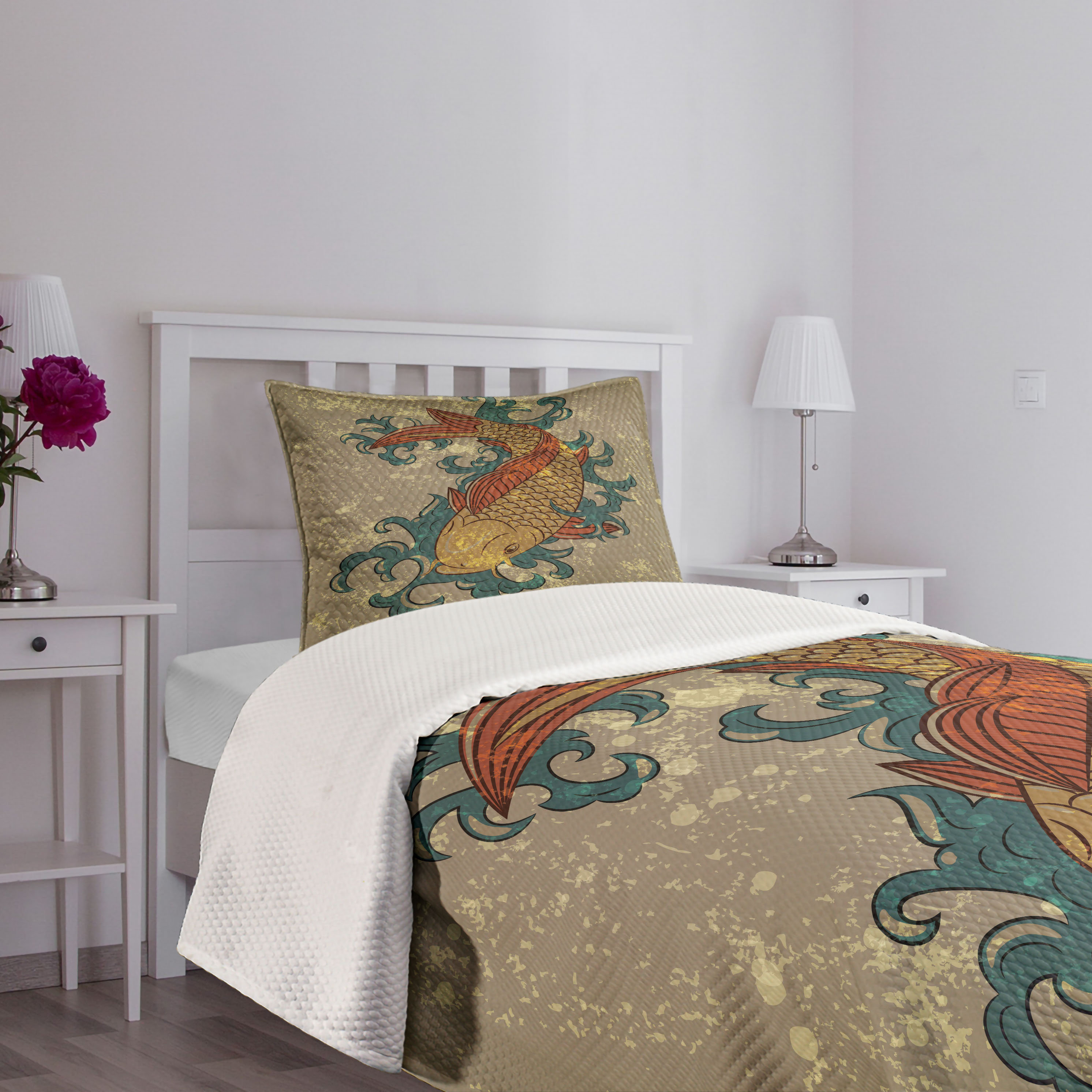 Ambesonne Japanese Bedspread Koi | Wayfair