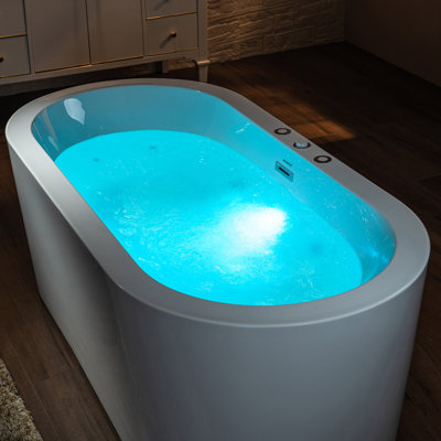 WoodBridge Whirlpool & Air Bubble Heated Freestanding Soaking Double ...