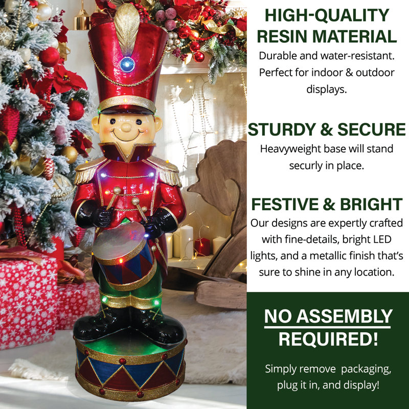The Holiday Aisle® Christmas Toy Soldier Statue with Multi-Color LED ...