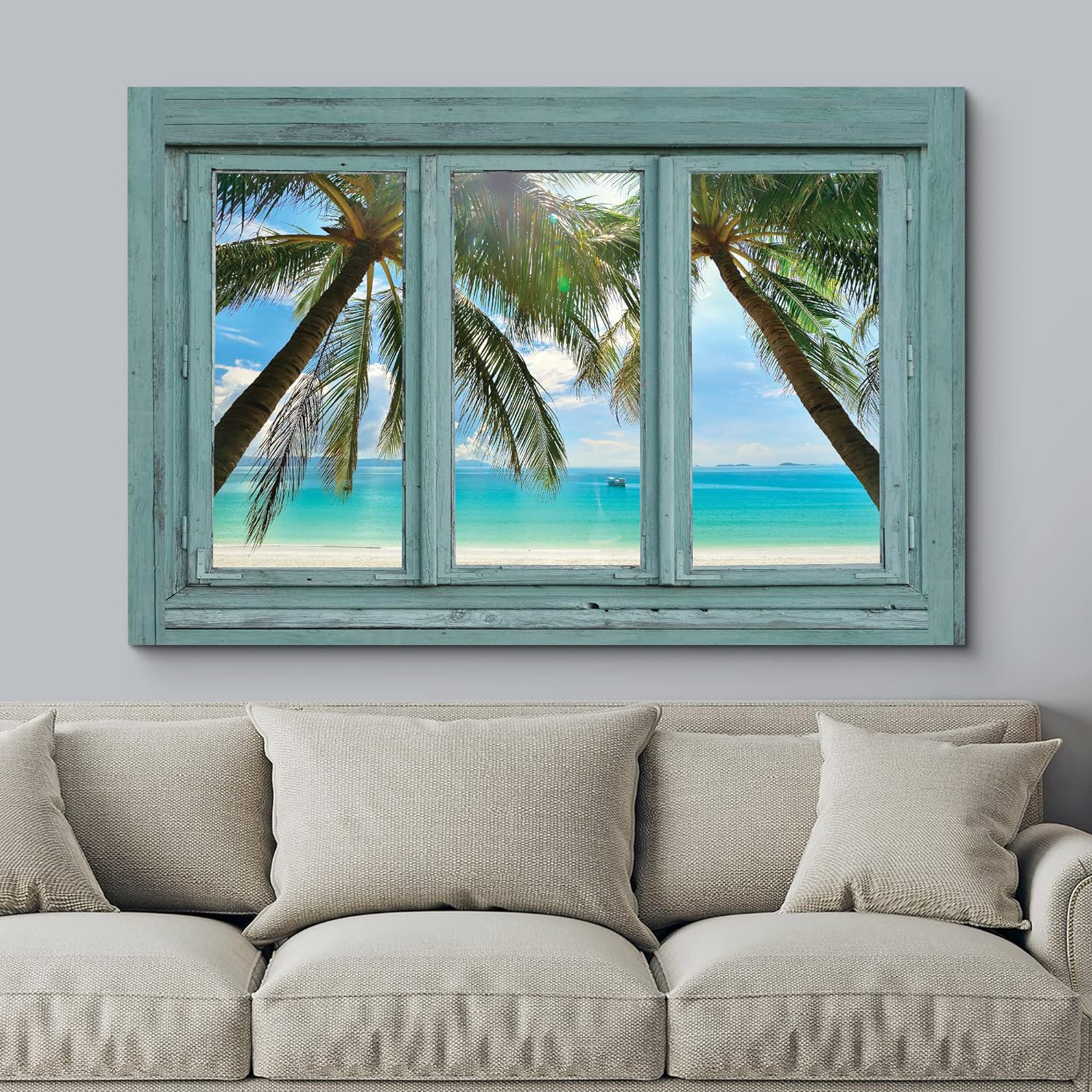 IDEA4WALL " Window View Tropical Palm Tree Beach Paradise Nature ...